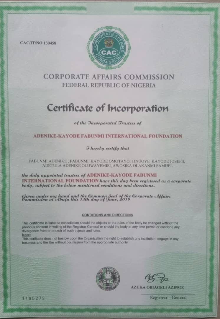 Adenike-Kayode Fabunmi International Foundation – building bridges ...
